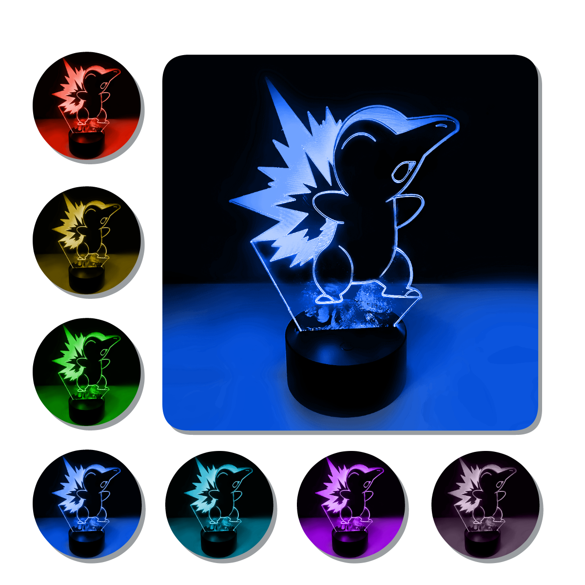 Lámpara 3D Led Cyndaquil Pokemon – 3D Lamp Chile
