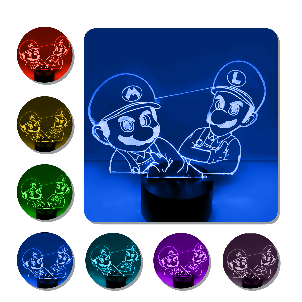 Lámpara 3D Led Super Mario Y Luigi – 3D Lamp Chile